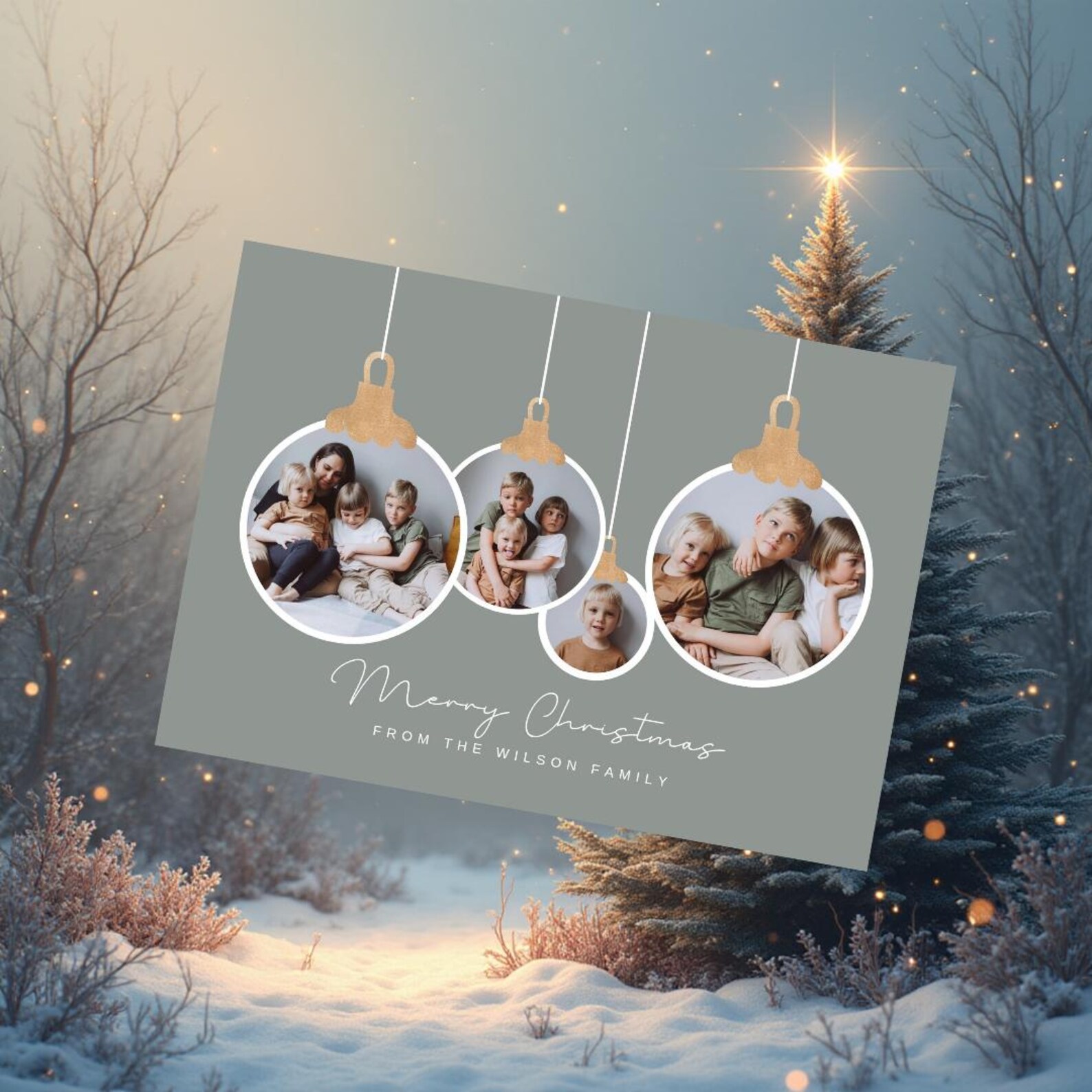 Family Christmas Card Template | Editable Digital Download | Holiday ...
