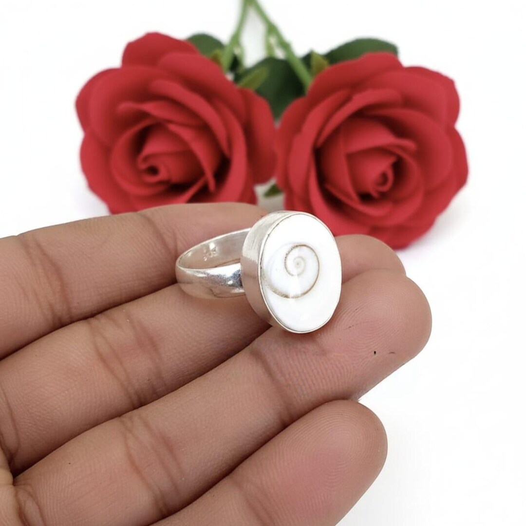 925 Silver Oval Shell Ring | Shiva Eye Statement Ring | Minimal Boho ...