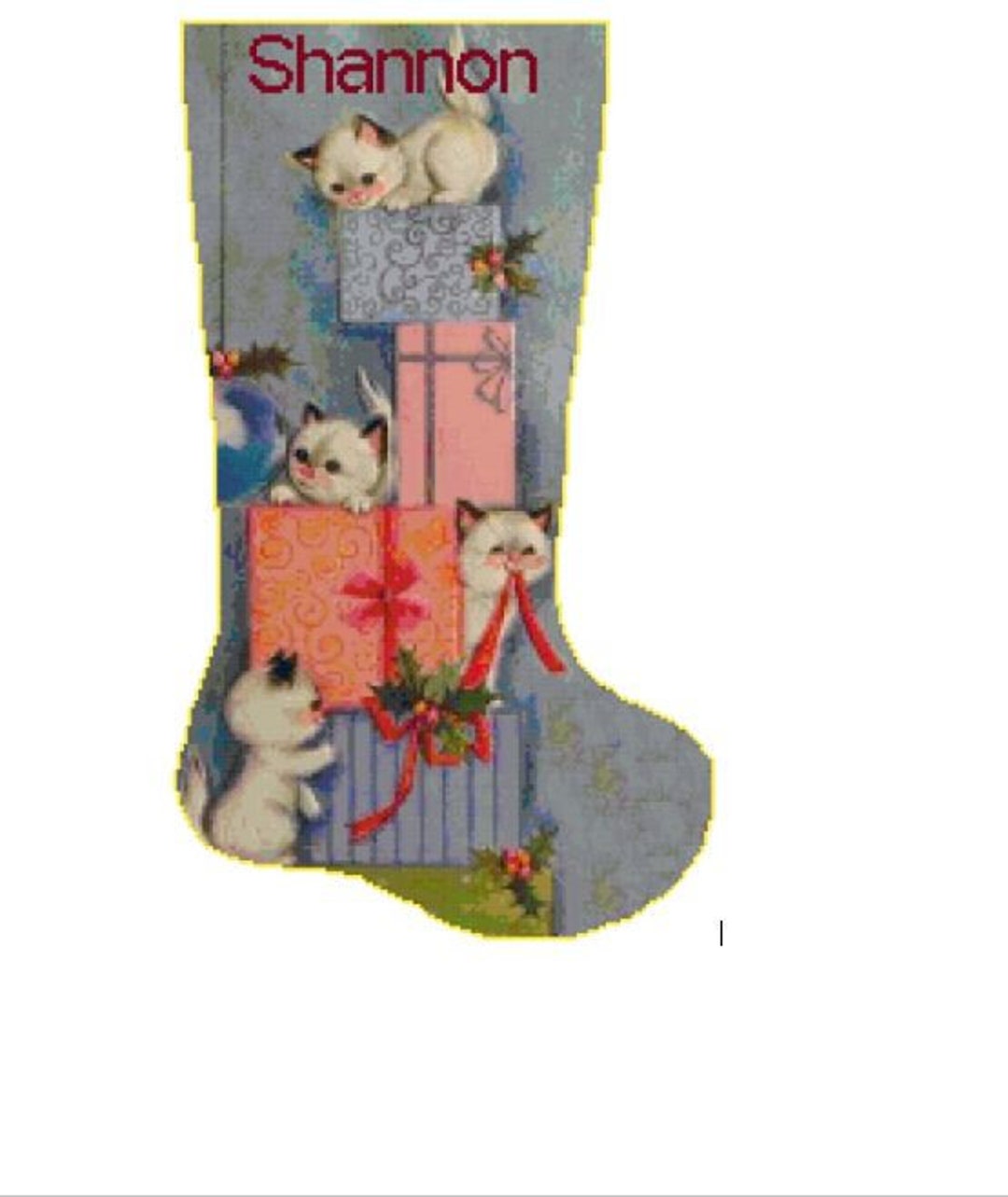 Christmas Stocking Cross Stitch Siamese Kittens With Name - Etsy