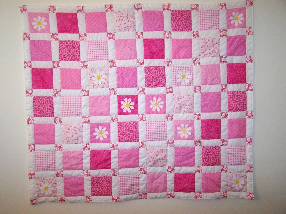 Girl's Pink Patchwork with Appliqued Daisies | Etsy