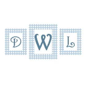 Boy's Monogram Options Cross Stitch Pattern Wall Art in Blue - Etsy