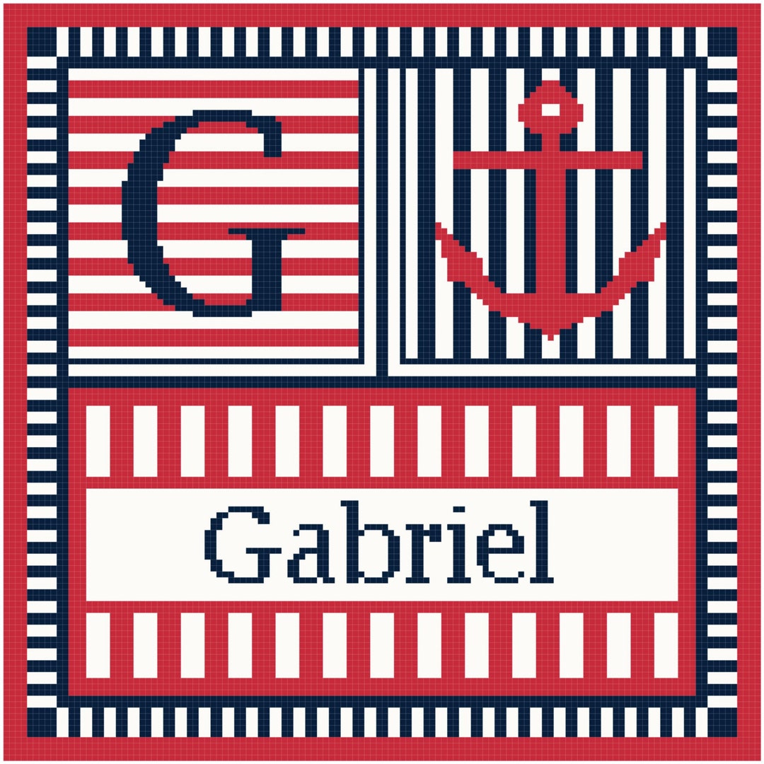 Nautical Boys Name With Anchor Cross Stitch Pattern - Etsy