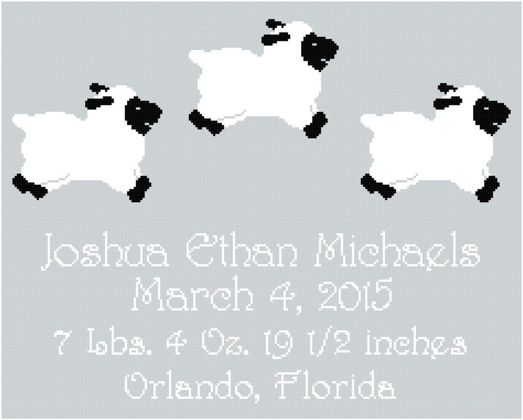 Sheep Birth Record/announcement Wall Art Cross Stitch Pattern for Boy ...