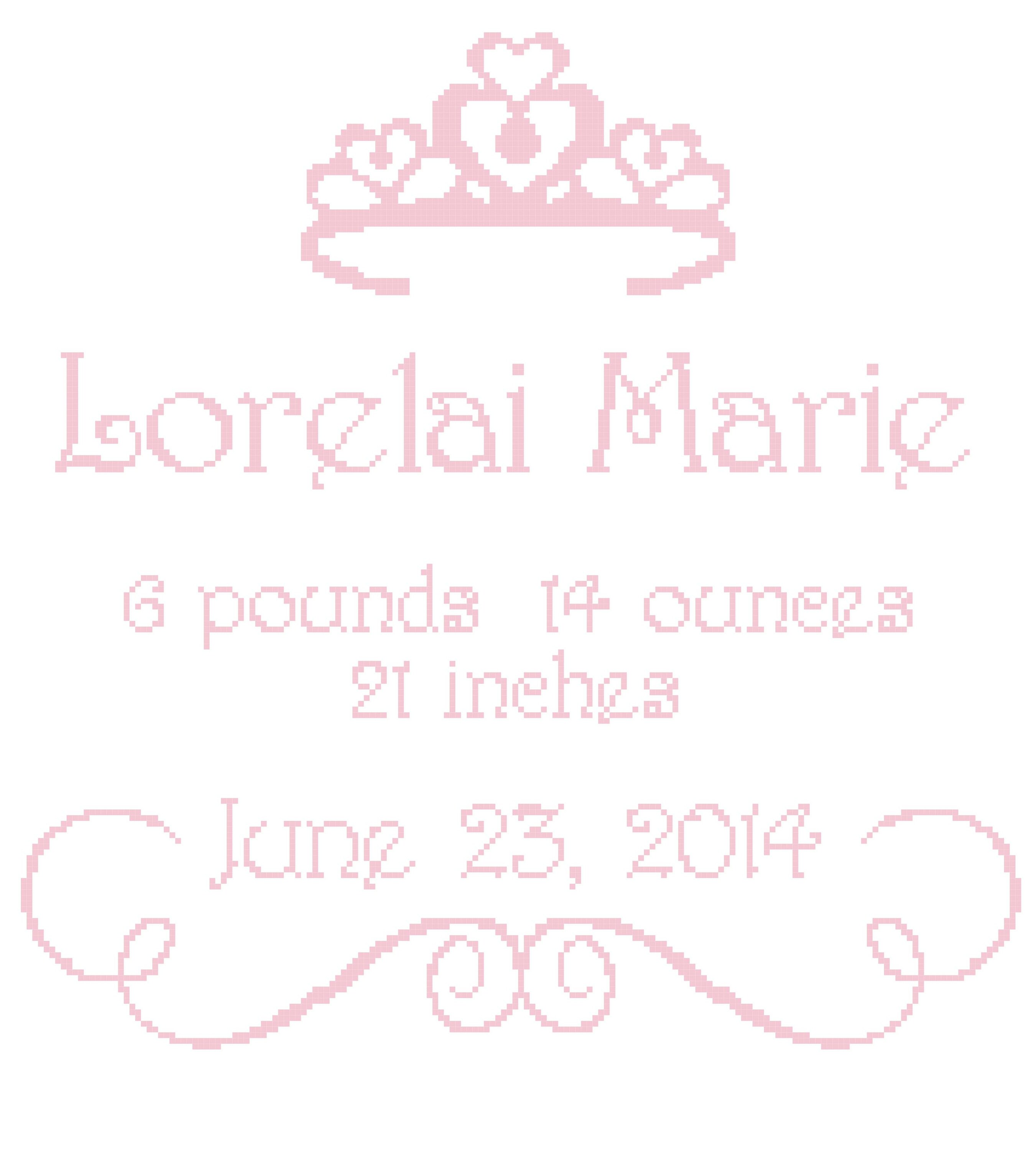 Princess Birth Info with Crown Cross Stitch Pattern | Etsy