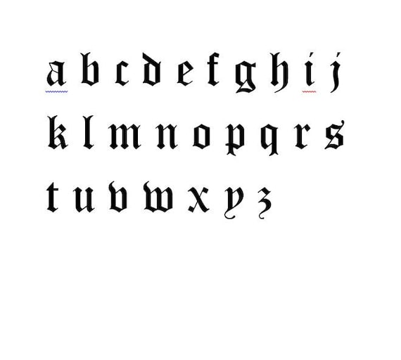 Old English Font Lowercase