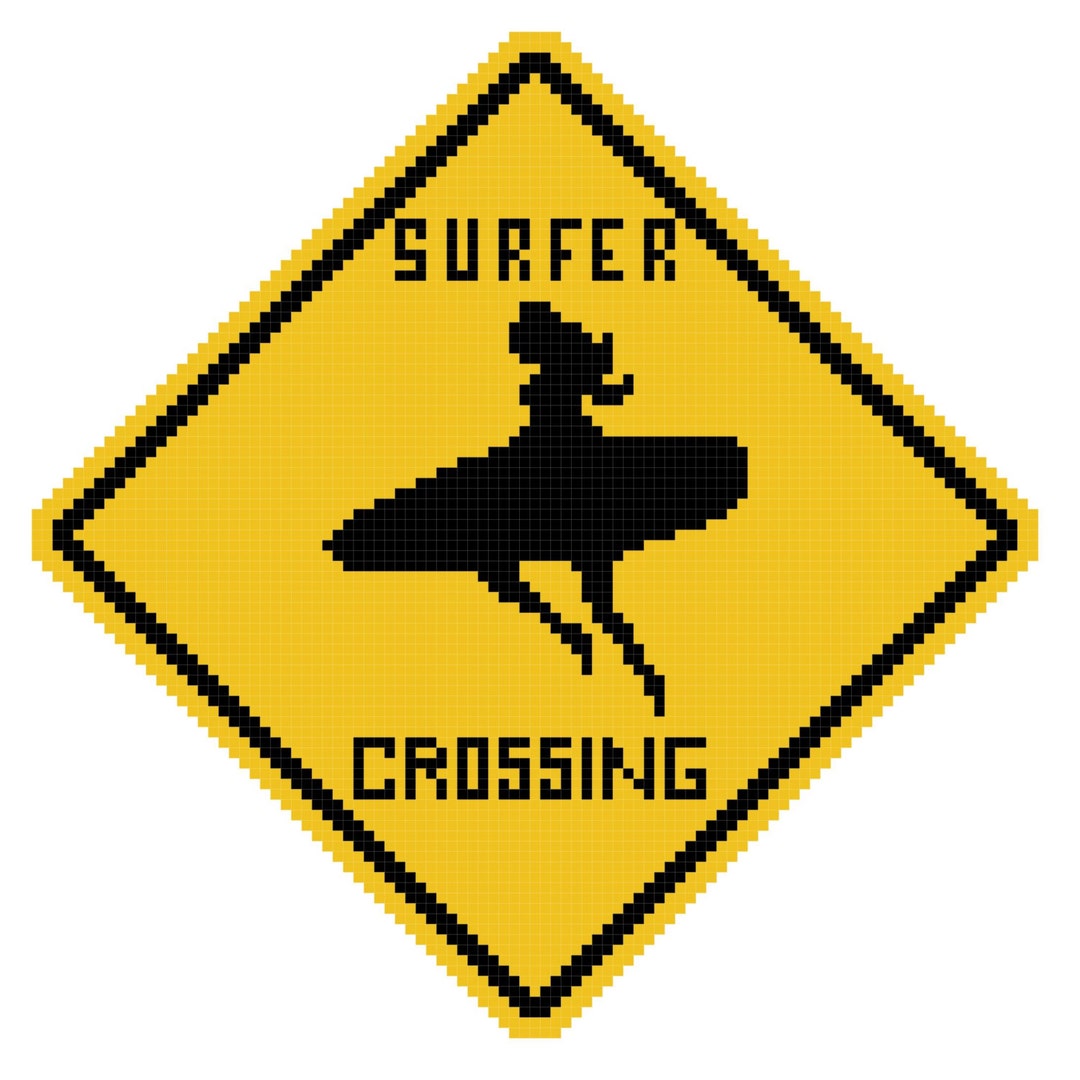 Surfer Girl Crossing Sign Cross Stitch Pattern - Etsy