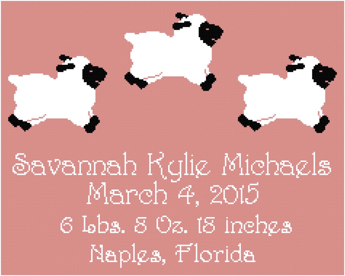 Sheep Birth Record/announcement Wall Art Cross Stitch Pattern - Etsy