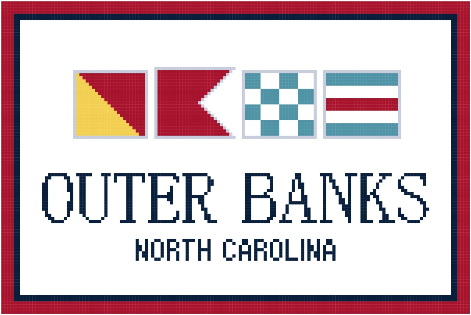 Outer Banks North Carolina Nautical Flag Wall Art Cross Stitch Pattern ...