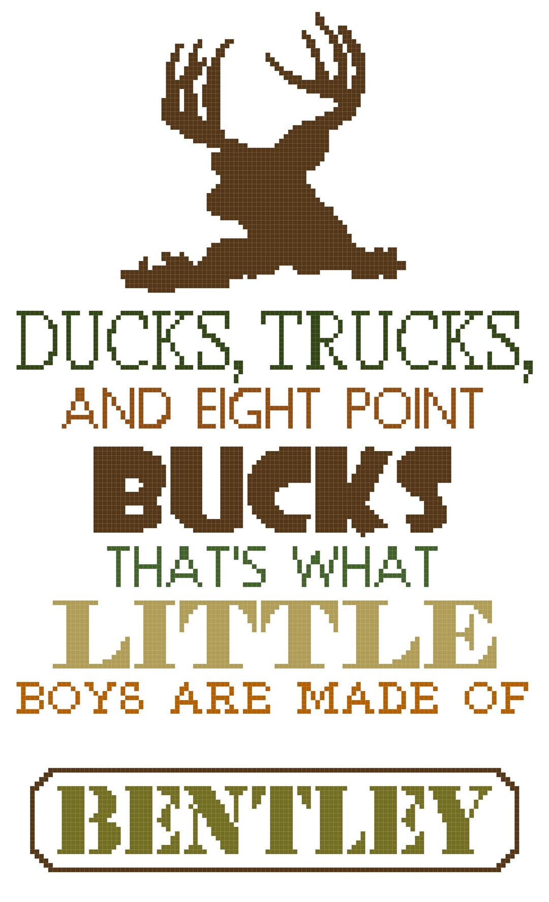 Little Hunter With Name Wall Art Cross Stitch Pattern - Etsy