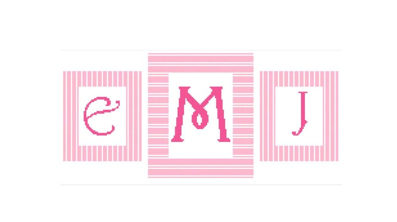 Girl's Monogram Options Cross Stitch Pattern Wall Art in Pink - Etsy