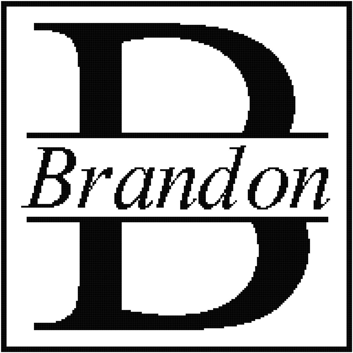 Initial Square With Name Cross Stitch Pattern | Etsy