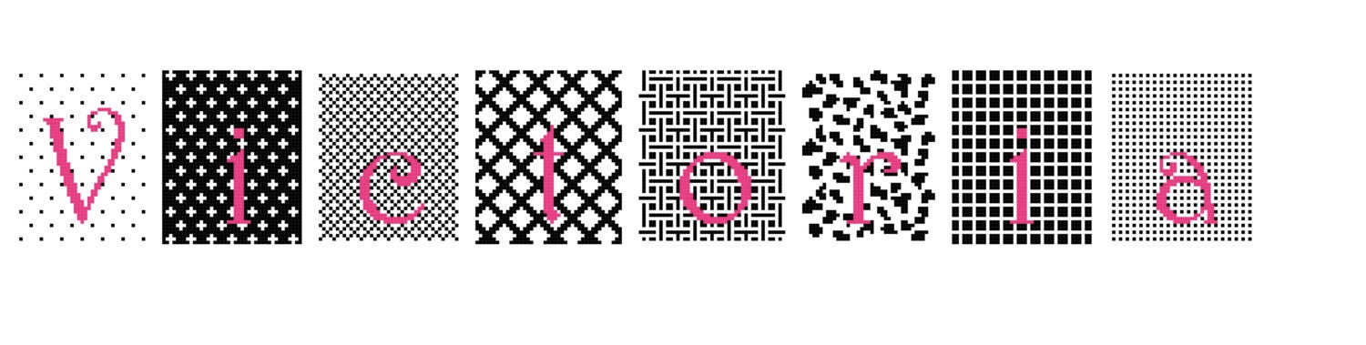 Girl's Name Cross Stitch Pattern Wall Art in Black and | Etsy