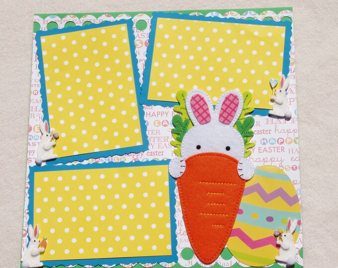 Happy Easter Bunny Spring Eggs Chicks Rabbit Egg Hunt Carrot 12x12 ...