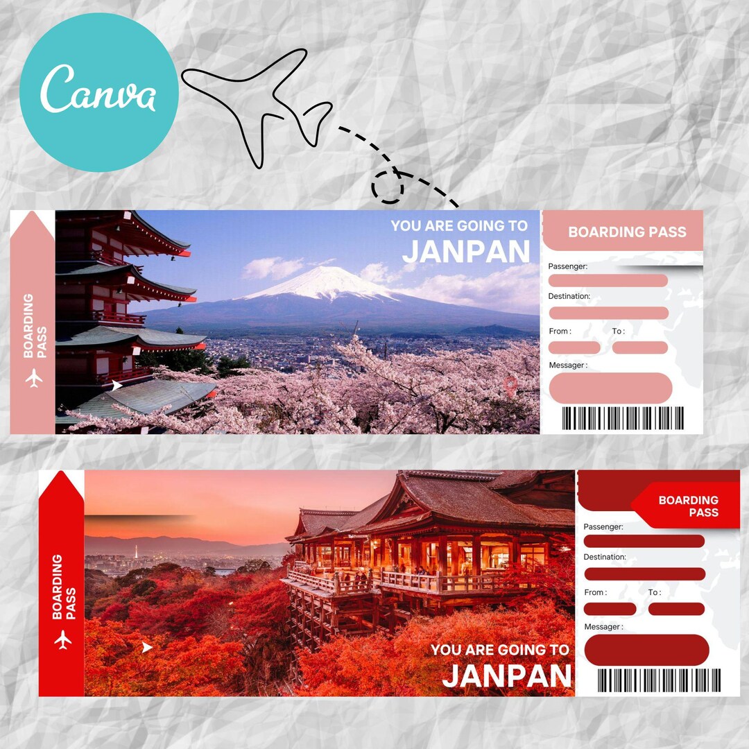 Printable JAPAN Trip Surprise Gift Ticket︱japan Boarding Pass︱printable ...