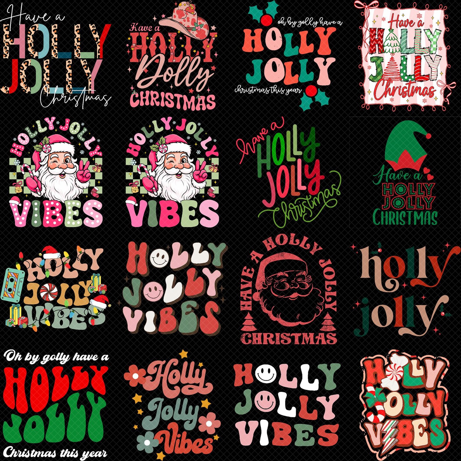 Have a Holly Jolly Christmas Clipart Bundle - Holiday PNG, Santa ...