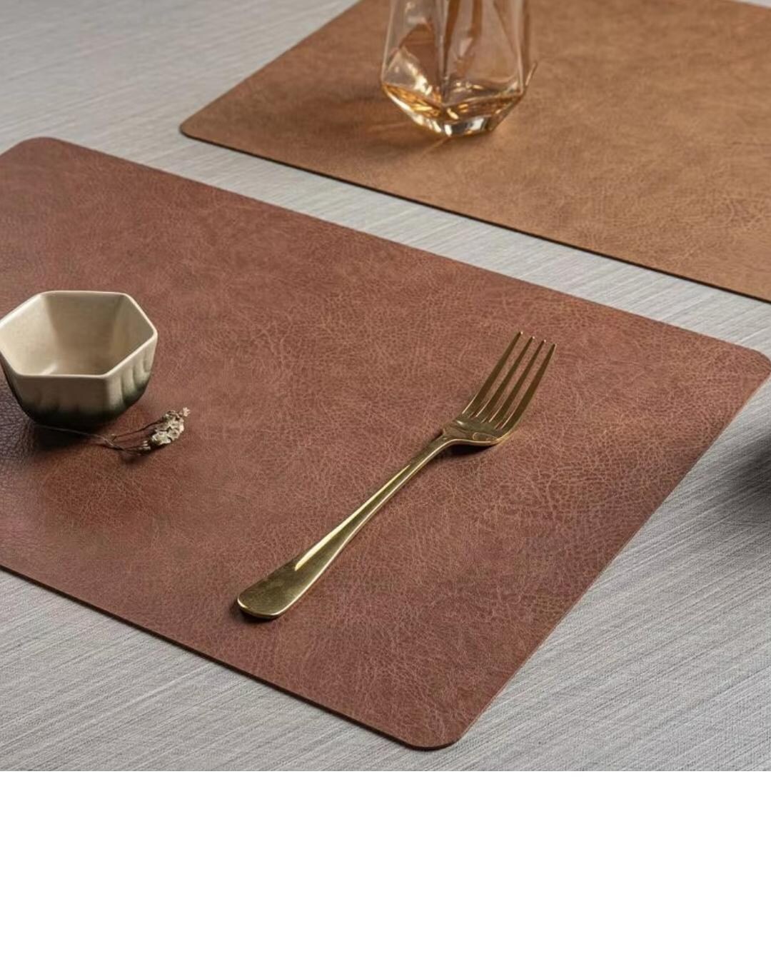 Double Sided Leather Table Placemats Heat Resistant Dining Mat Set - Etsy