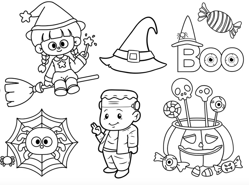 Kid's Halloween Coloring Page - Etsy