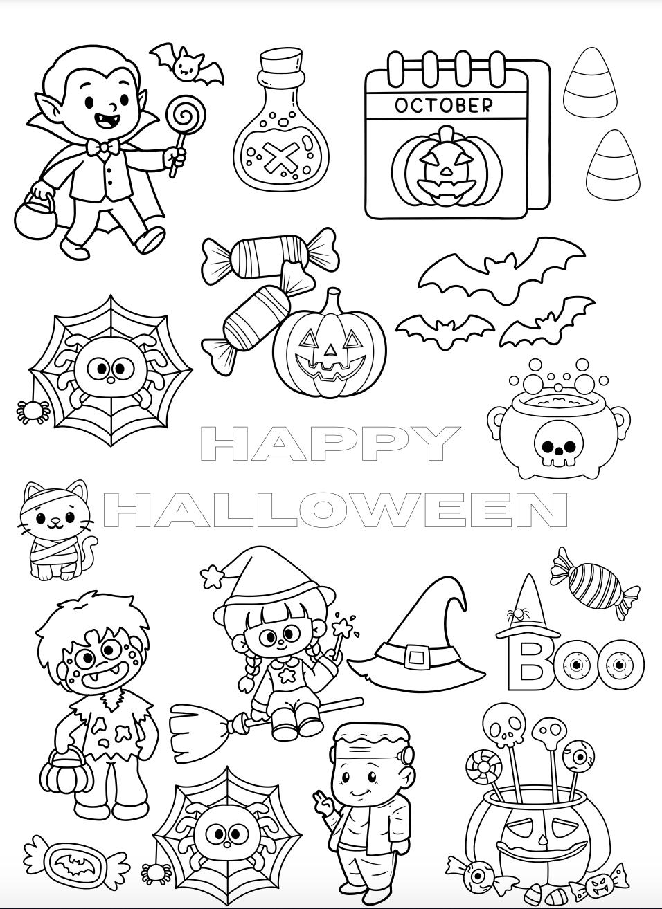 Kid's Halloween Coloring Page - Etsy