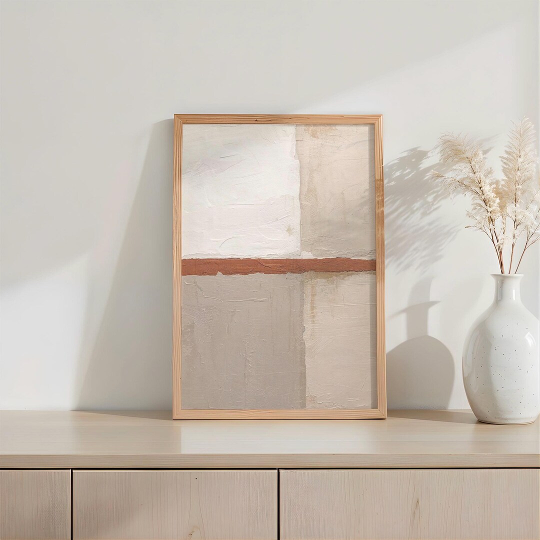 Minimalist Horizon Print | Beige Wabi Sabi Plaster Art | Japandi Decor ...