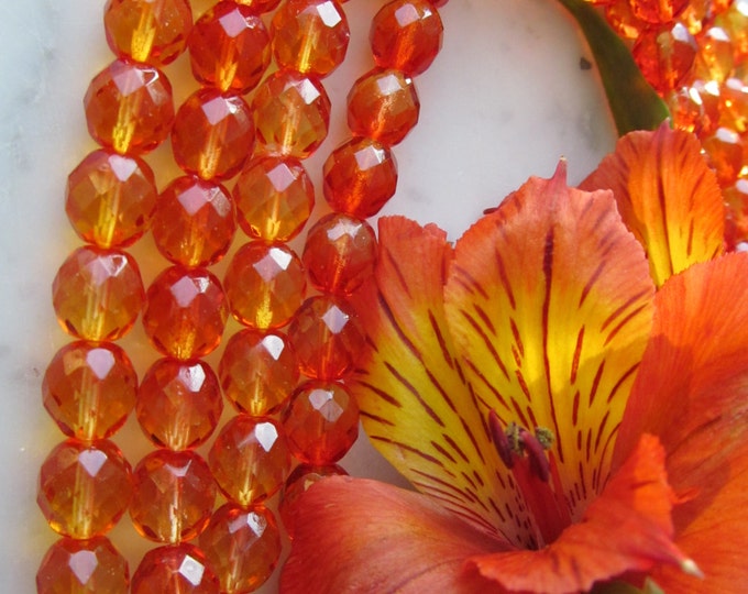 Two Tone Tiger Lily Orange Yellow Glass Crystal Beads - Etsy