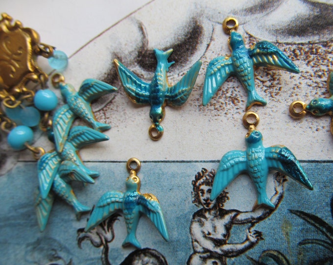 5 Small Bluebird Charms - Etsy