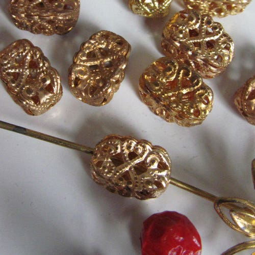 Vintage Brass Beadsrice Beads Ribbed Beads | Etsy