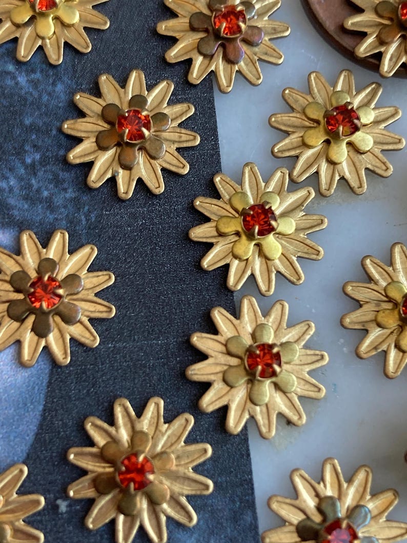 12 girasoles vintage de cristal Swarovski, 11 mm, color naranja ...