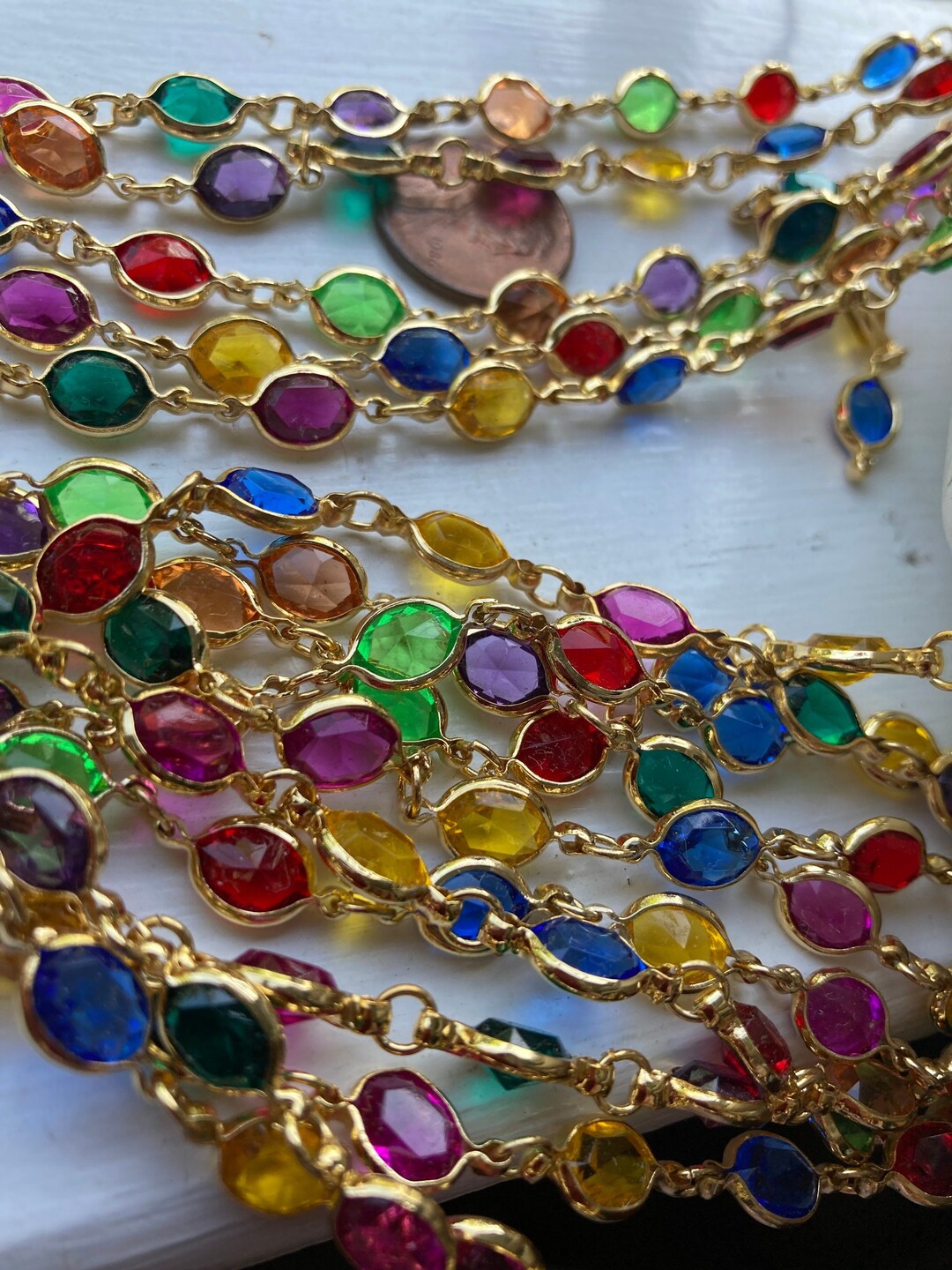 Jewel Colored 9x7mm Oval Chain, Stained Glass Colors 18 Inches ...