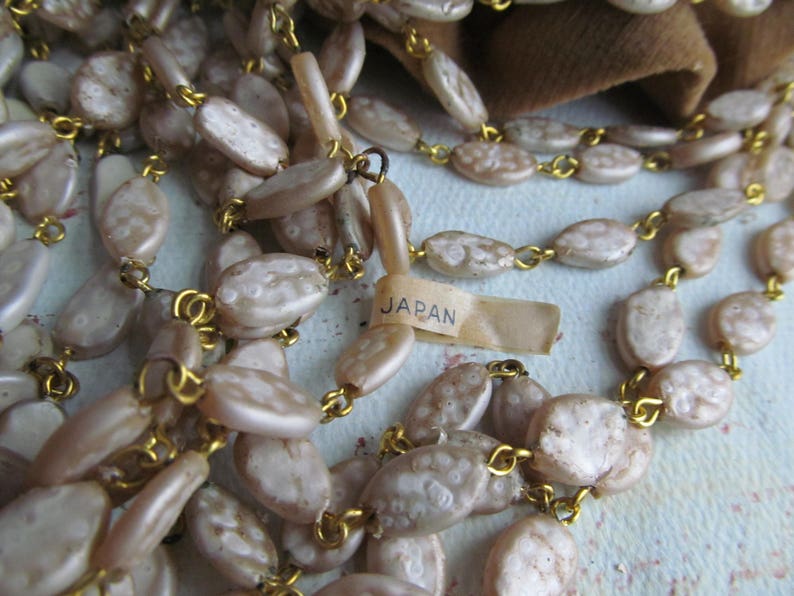 Vintage Japanese Glass Pearl Chain 1 Yard Bumpy Pancake Oval Etsy