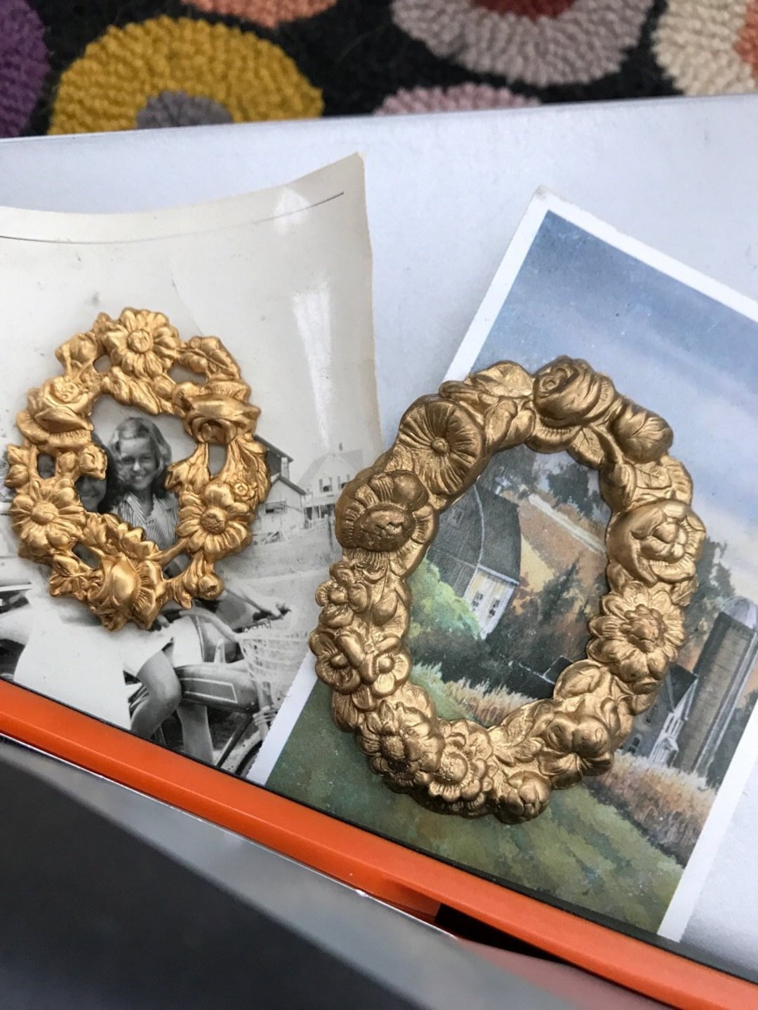 3 Vintage Oval Flower Wreath Brass "frame" Finding - Etsy