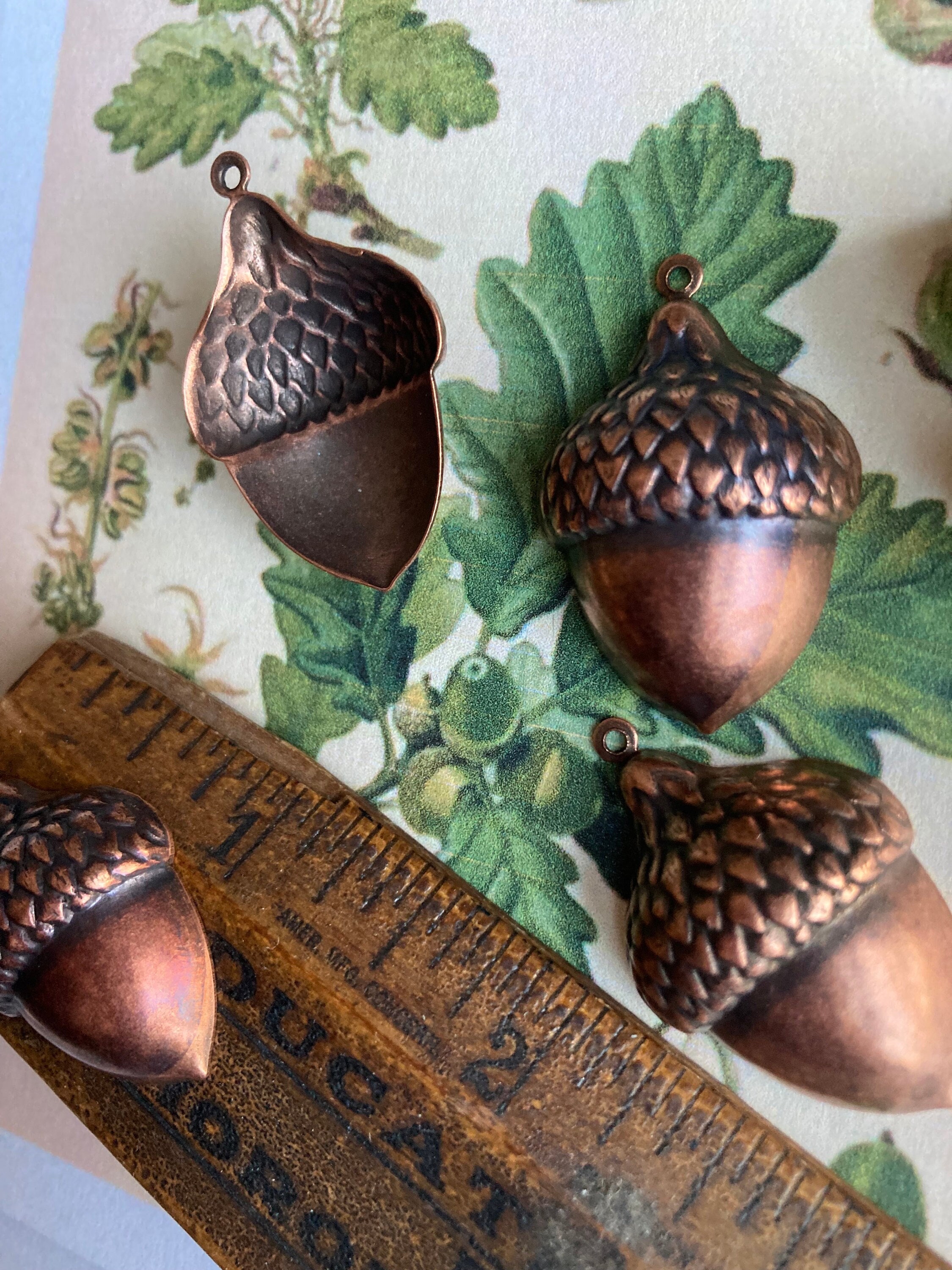 4 Acorns With Hoops, 30mm-1 1/4 Inch, Antique Brass - Etsy