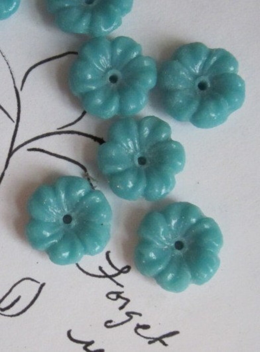 12 Vintage Sweet Forget Me Not Flower Glass Bead, 9mm - Etsy