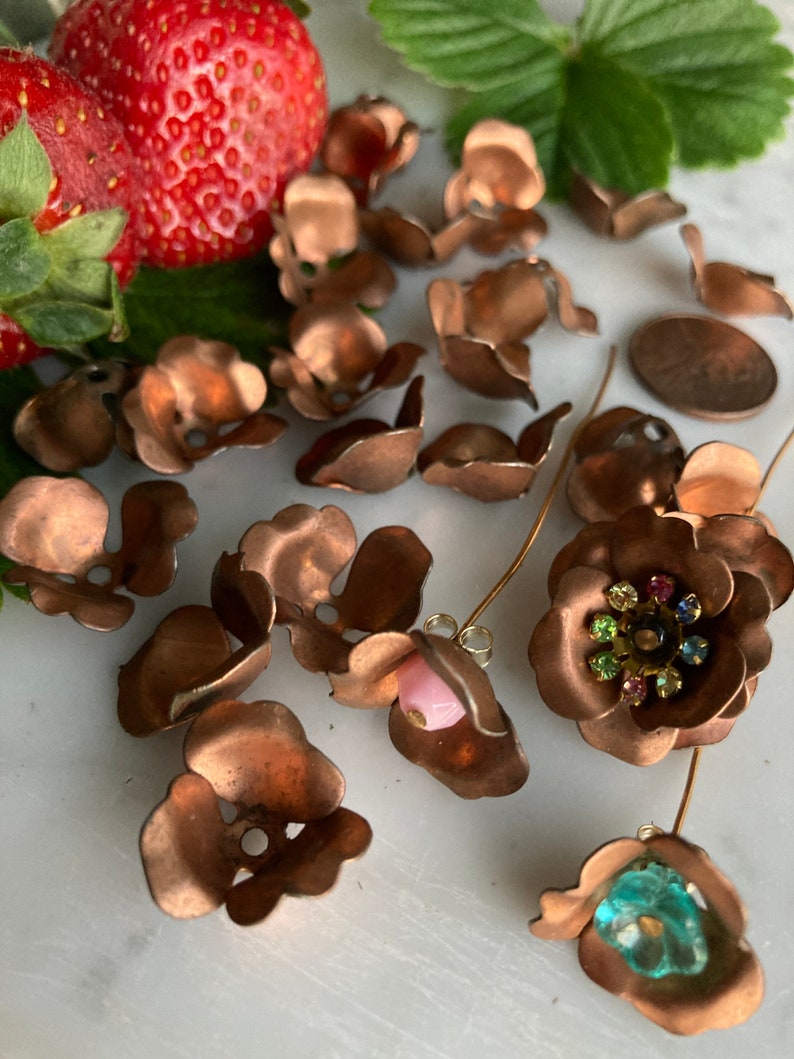 20 Vintage Copper Cup Shaped Metal Flower - Etsy