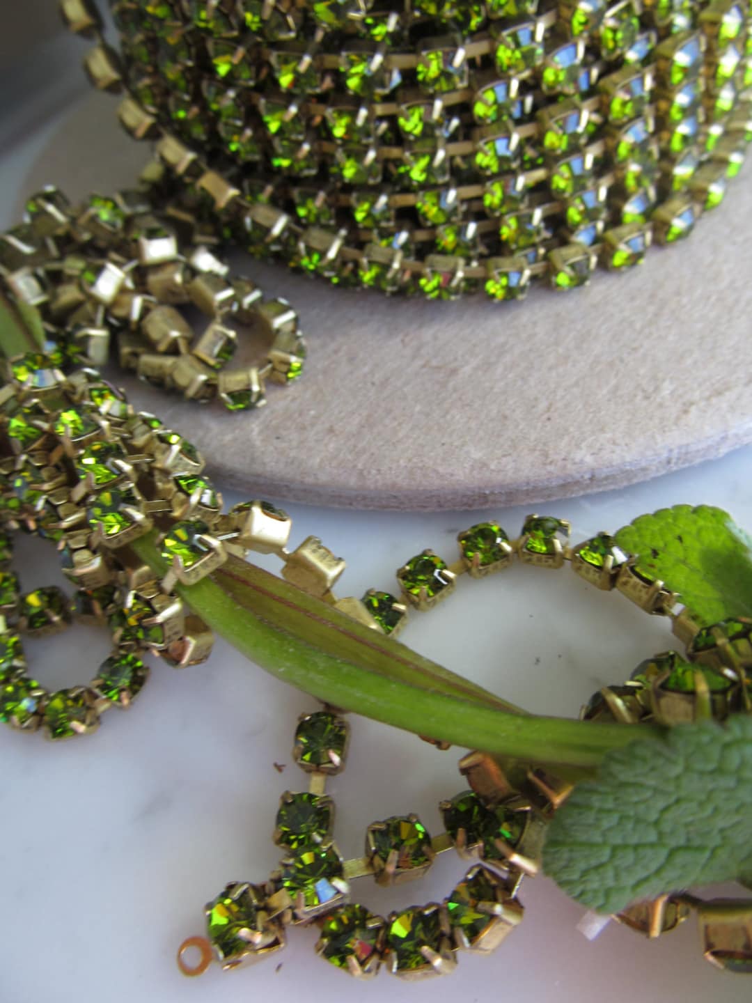 Swarvovski Olive Green Rhinestone Chain, 32pp-4mm - Etsy