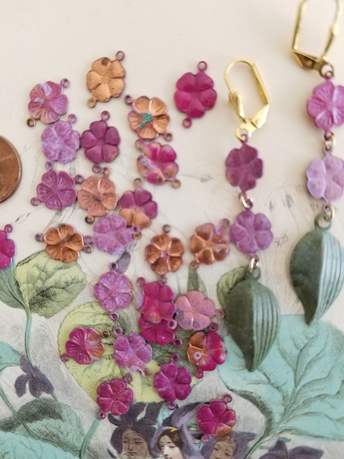 14 Violet Pansy Flowers Connectors Shabby Chic | Etsy