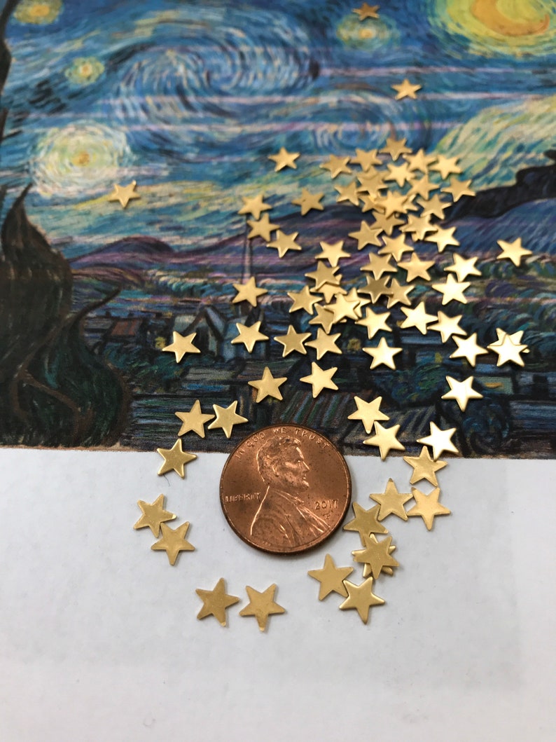 20 Super Small Stars Brass Starry Starry Night | Etsy