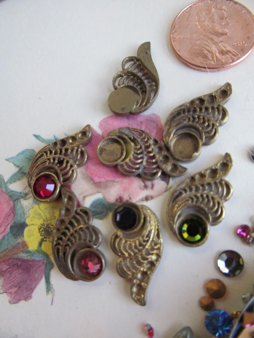 8 Vintage Fan Shape Settings - Etsy