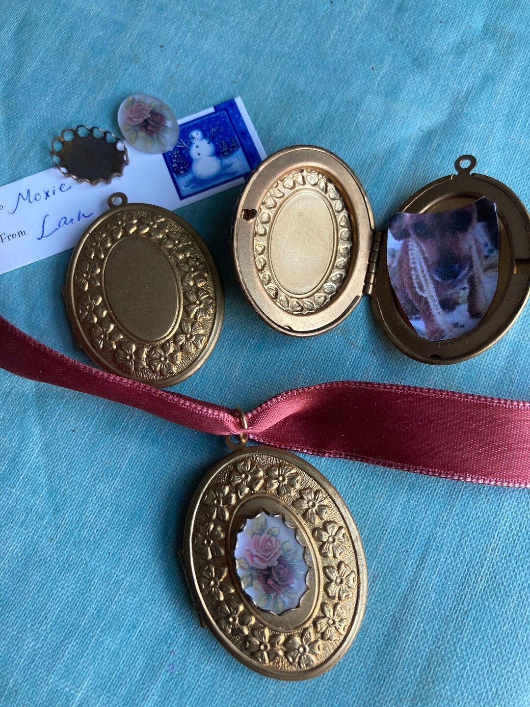 Vintage Oval Locket With Vintage Rose Cabochon, Plain Locket, DIY ...