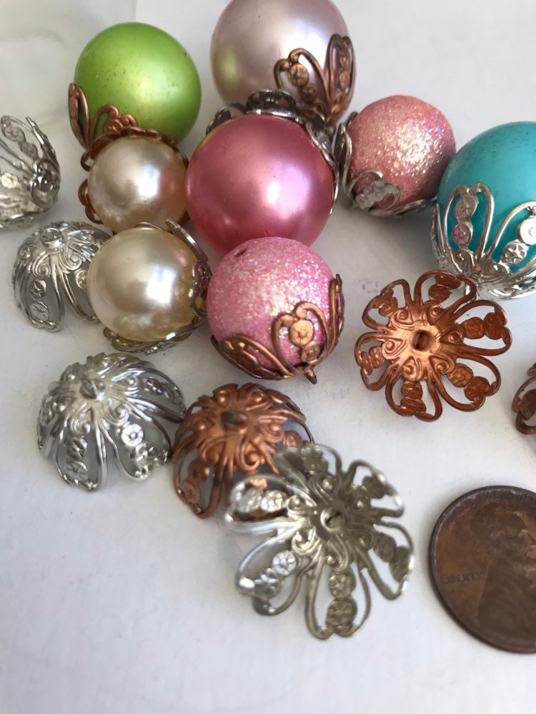 20 Vintage Hooped Bead Caps LARGE SIZE In Silver And Gold | Etsy