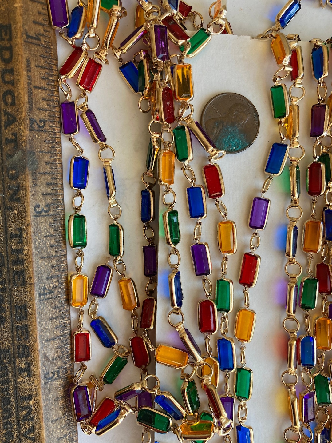 Updated....cubist Jewel Colored Chain, Stained Glass Colors 18 Inches ...