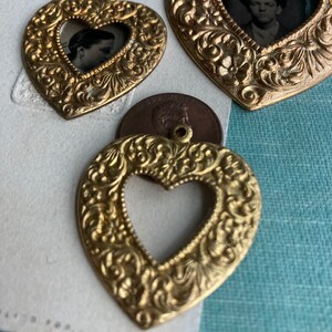 Vintage Heart Brass Frame Finding in Two Sizes, 3 Larger 45mm or 4 ...