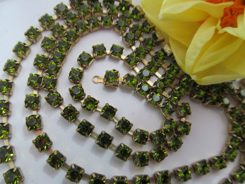 Swarvovski Olive Green Rhinestone Chain, 32pp-4mm - Etsy