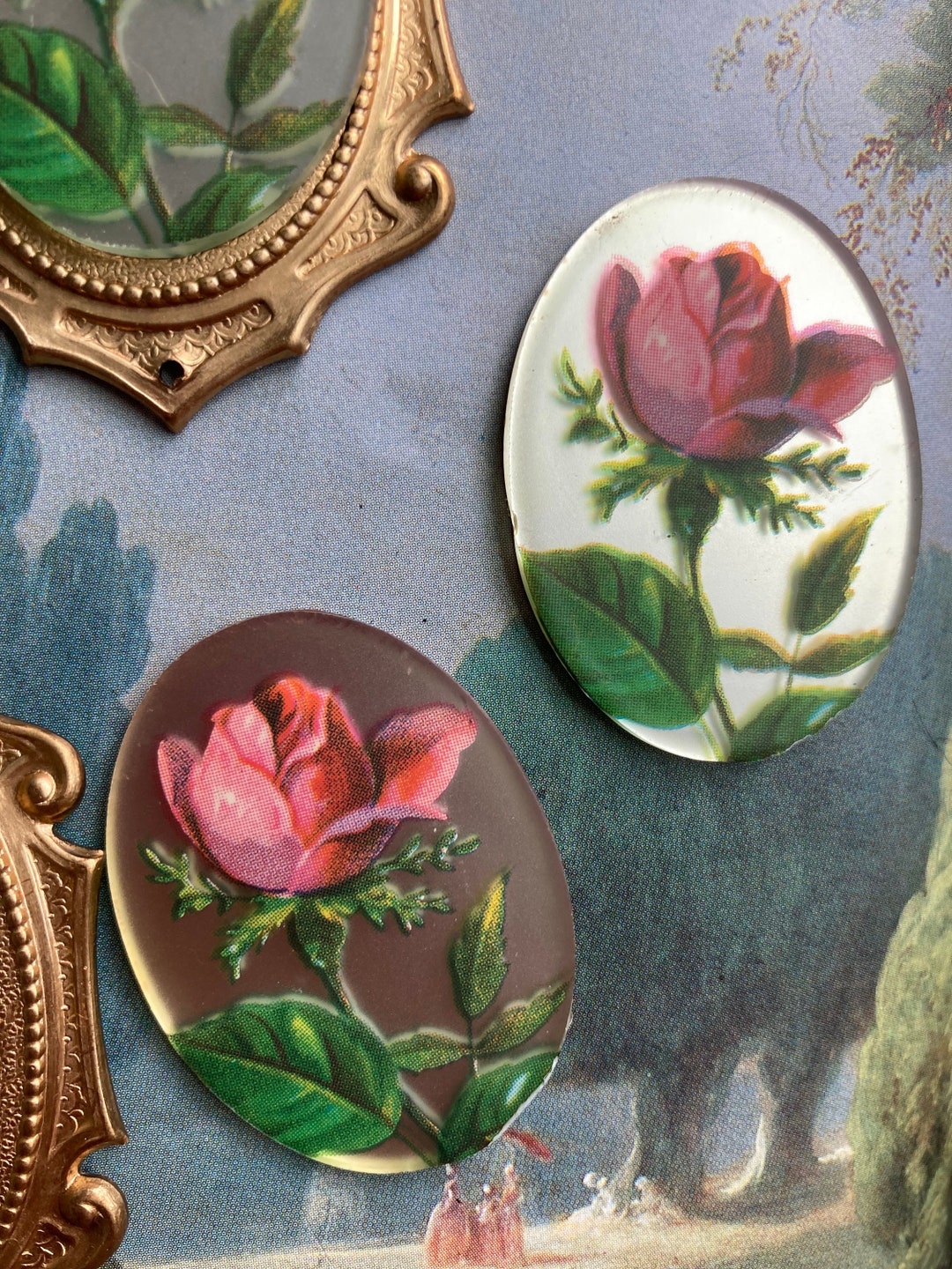 Vintage 30x40mm Rose Glass Mirror West German Cabochons Available With ...