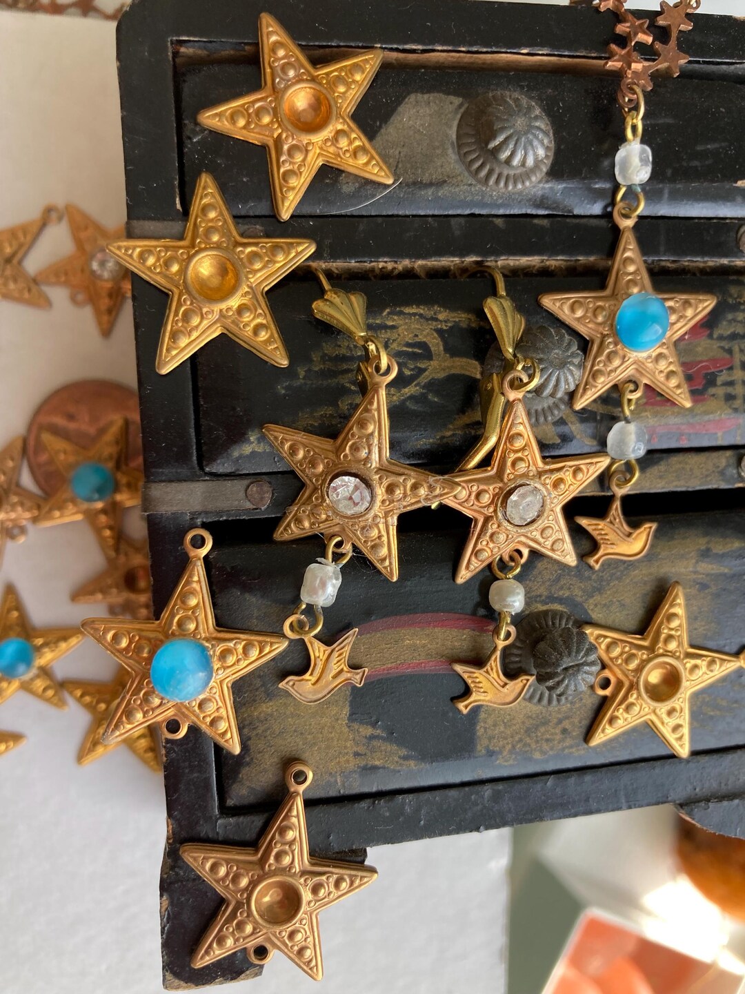 Vintage Brass Stars Settings With or Without Hoops or Stones - Etsy