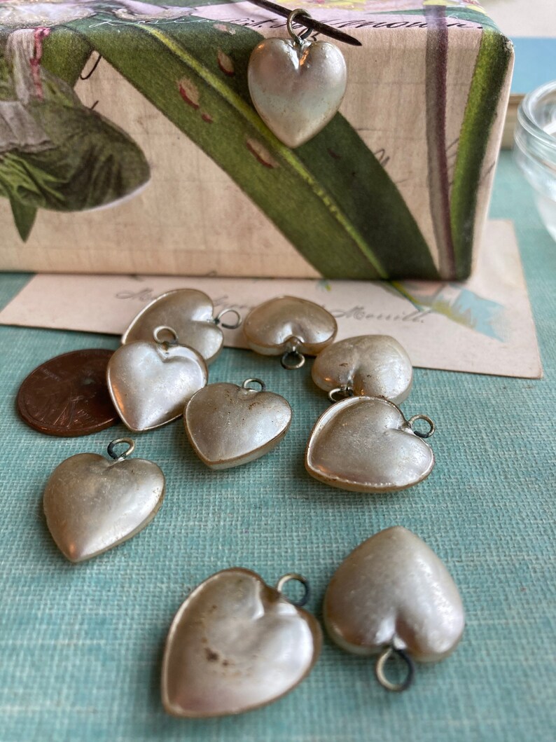 4 Vintage Glass Shabby Chic Hearts, 20x15mm - Etsy