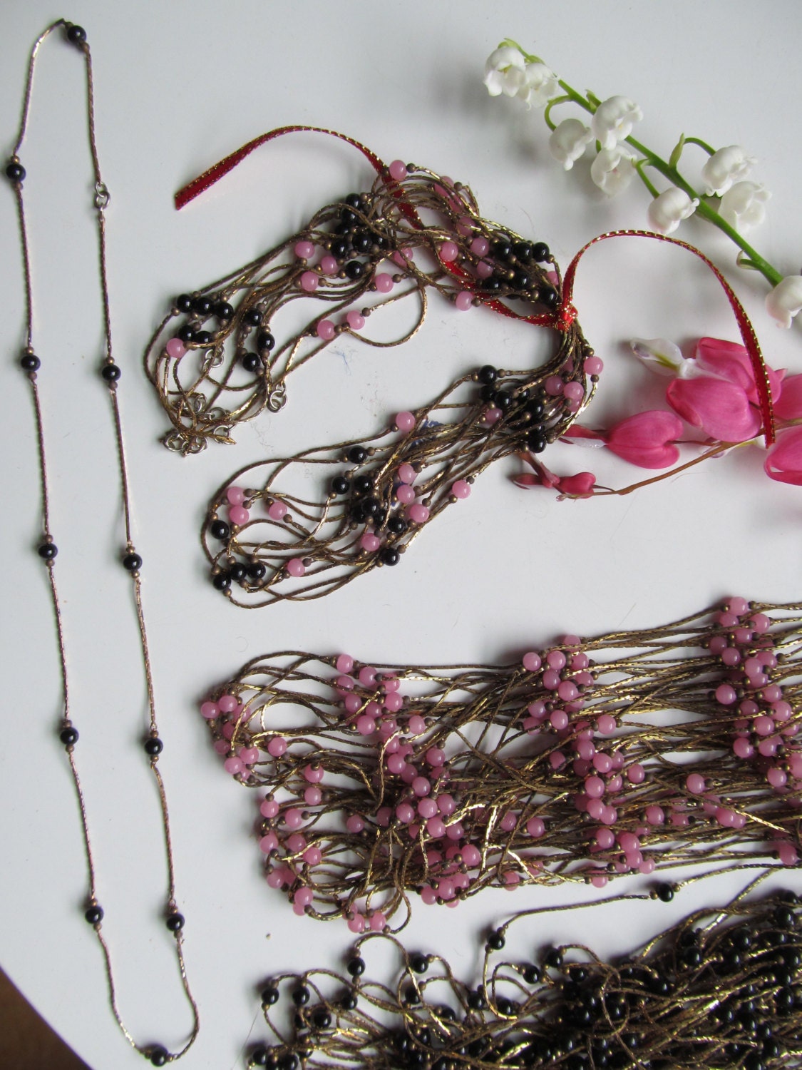 Four Vintage Japanese Chain Segments Pink & Black - Etsy