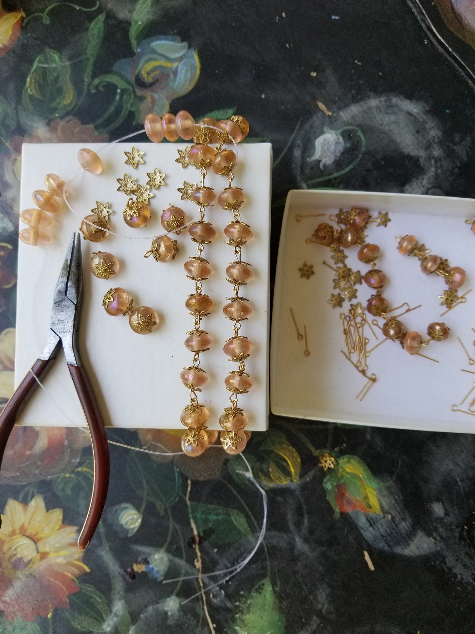 Vintage Glass Bead Chain "kit" or Glass Bead Drop "kit" - Etsy