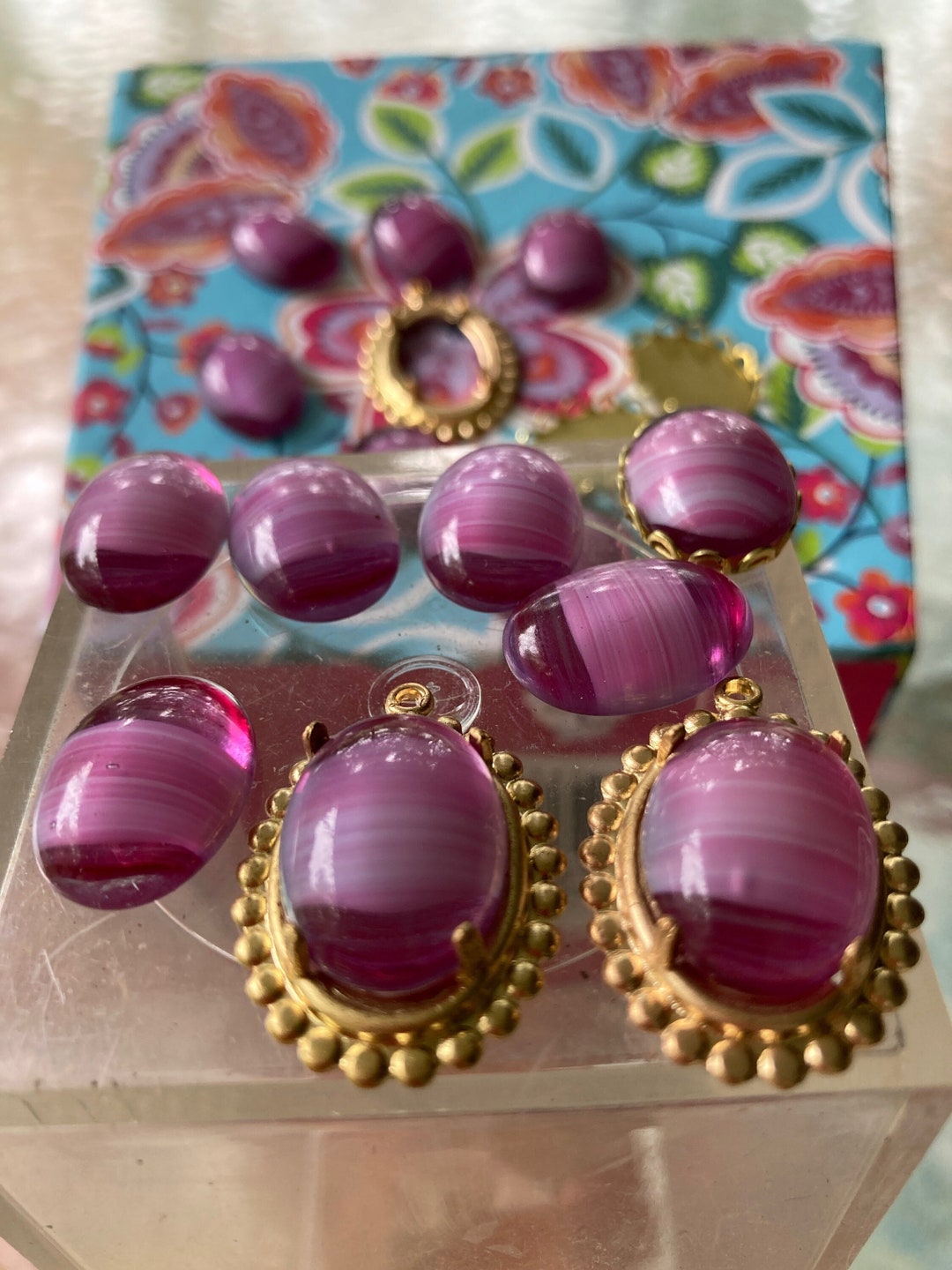 Vintage 18/13mm Porphyr German Cabochons, 6 per Listing No Settings, W ...