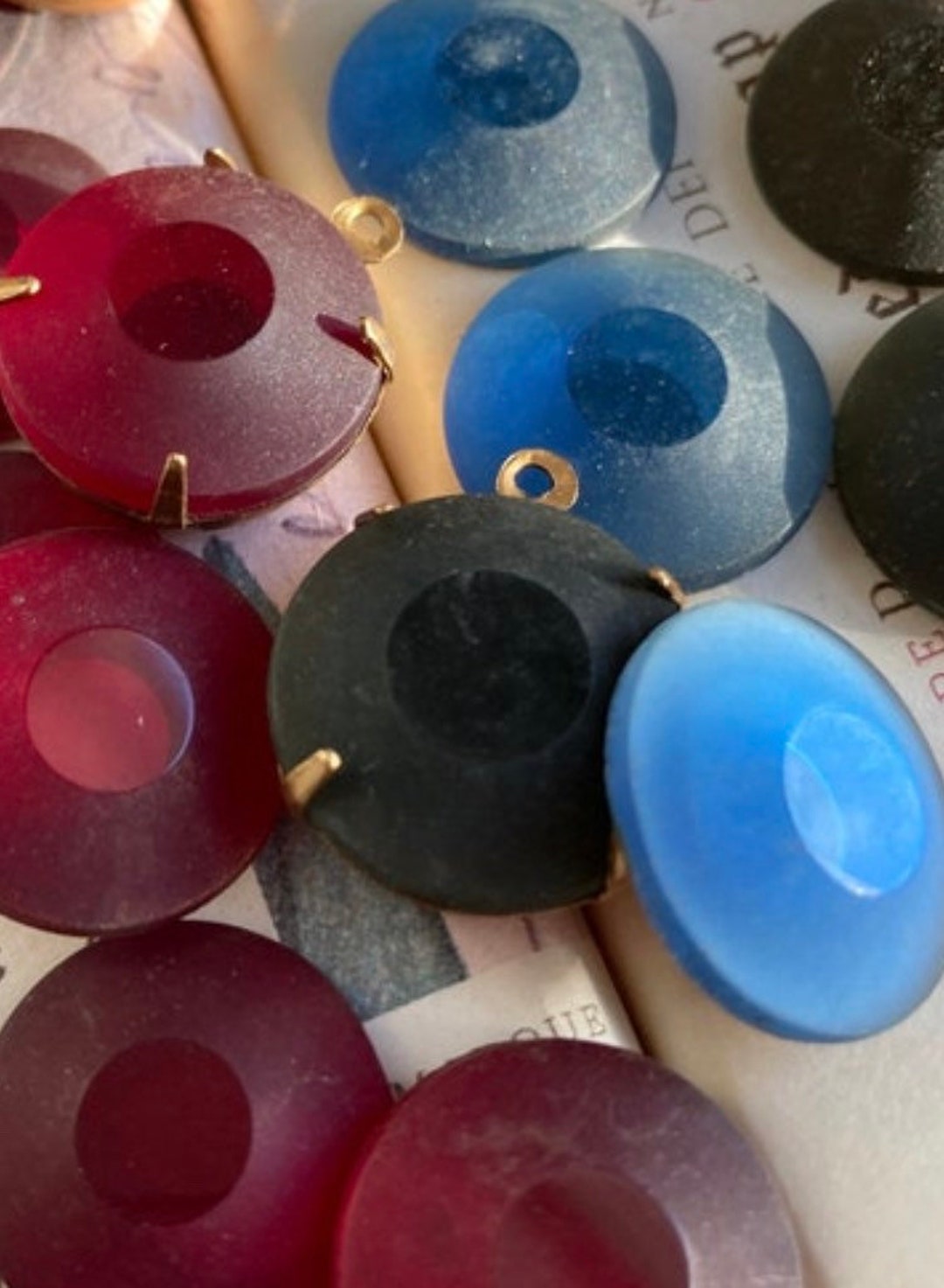 2 Vintage Art Glass Unusual Dot Design German 1950's Cabochon, 18mm - Etsy
