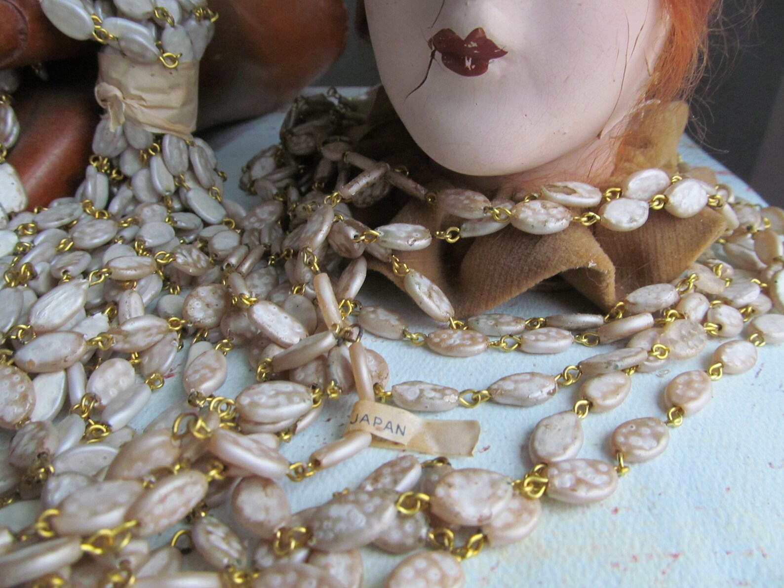 Vintage Japanese Glass Pearl Chain 1 Yard Bumpy Pancake Oval | Etsy